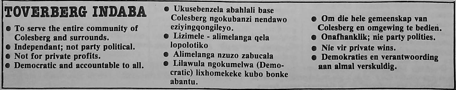 Toverberg Indaba July 1990 “Kommer oor die steengroef”